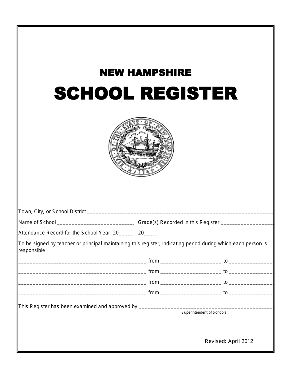 New Hampshire School Register - Fill Out, Sign Online and Download PDF ...