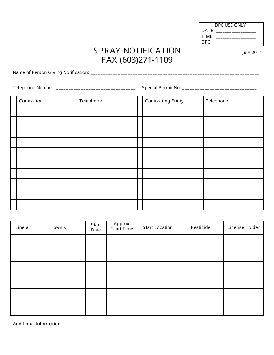 New Hampshire Spray Notification - Fill Out, Sign Online and Download ...