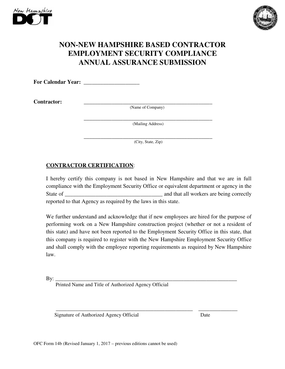 OFC Form 14B - Fill Out, Sign Online and Download Printable PDF, New ...