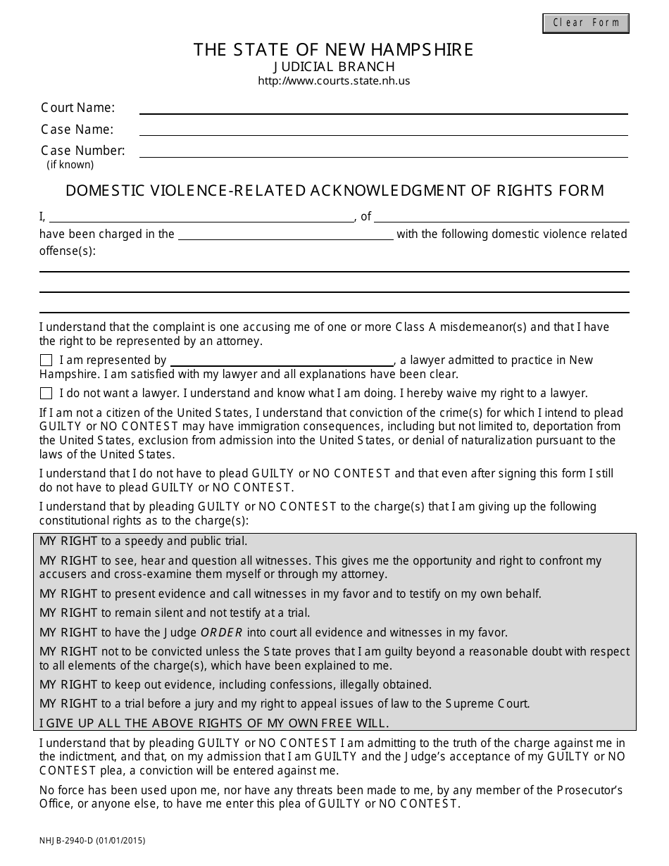 Form NHJB-2940-D - Fill Out, Sign Online and Download Fillable PDF, New ...