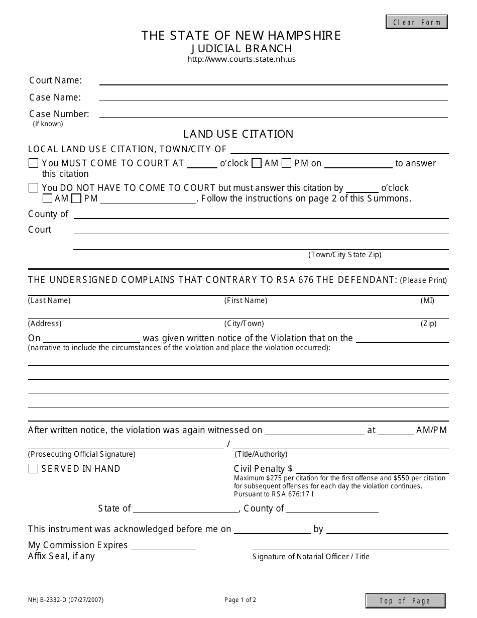 Form NHJB-2332-D - Fill Out, Sign Online and Download Fillable PDF, New ...