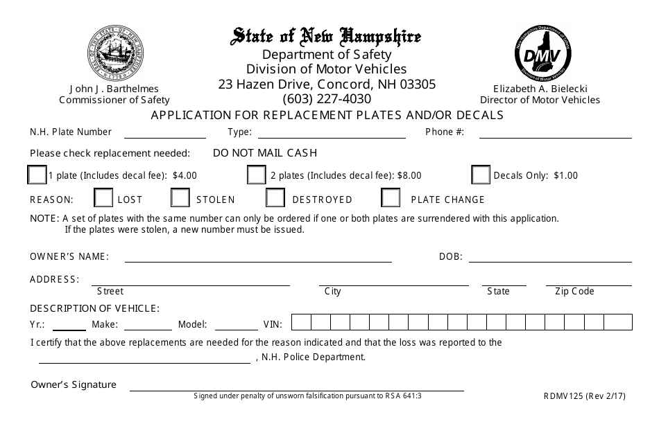Form RDMV125 - Fill Out, Sign Online and Download Fillable PDF, New ...