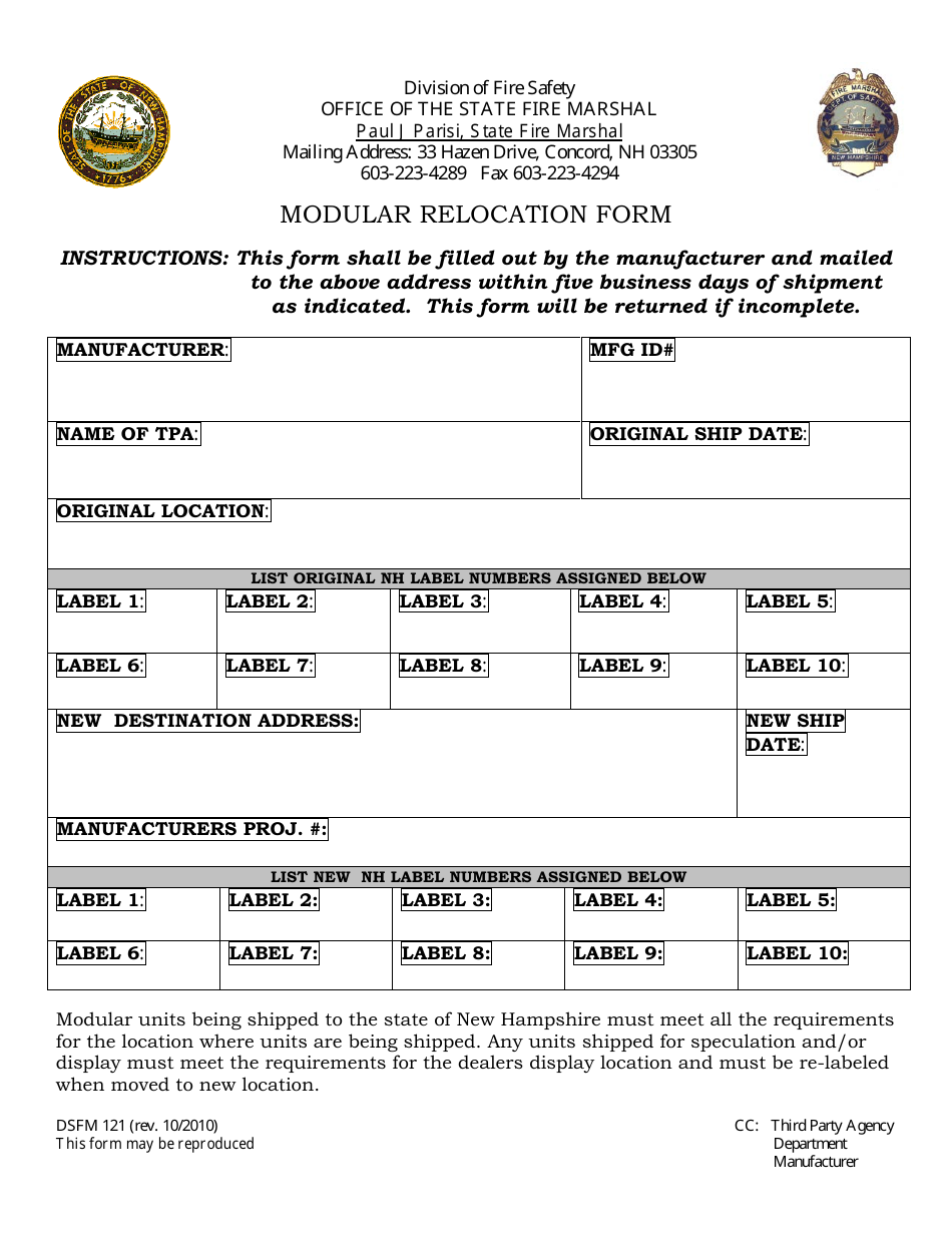 Form DSFM121 - Fill Out, Sign Online and Download Printable PDF, New ...