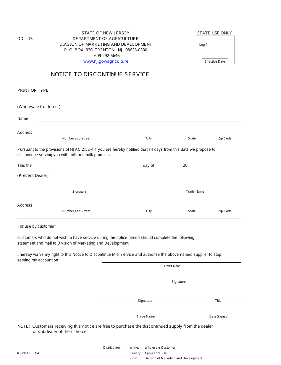 Form DDI-13 - Fill Out, Sign Online and Download Printable PDF, New ...