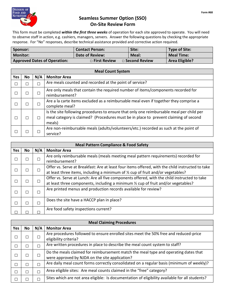 Form 68 - Fill Out, Sign Online and Download Printable PDF, New Jersey ...