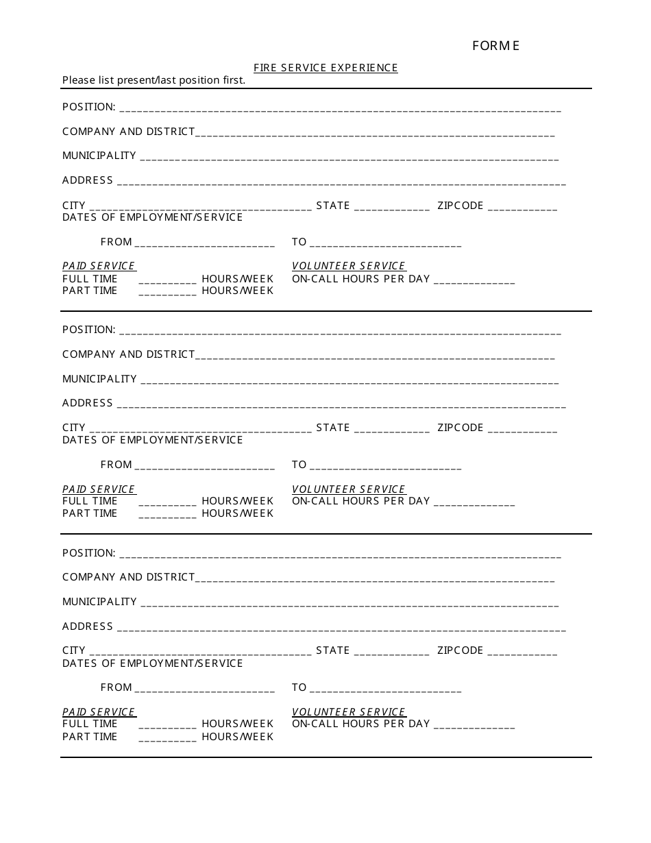Form E - Fill Out, Sign Online and Download Printable PDF, New Jersey ...
