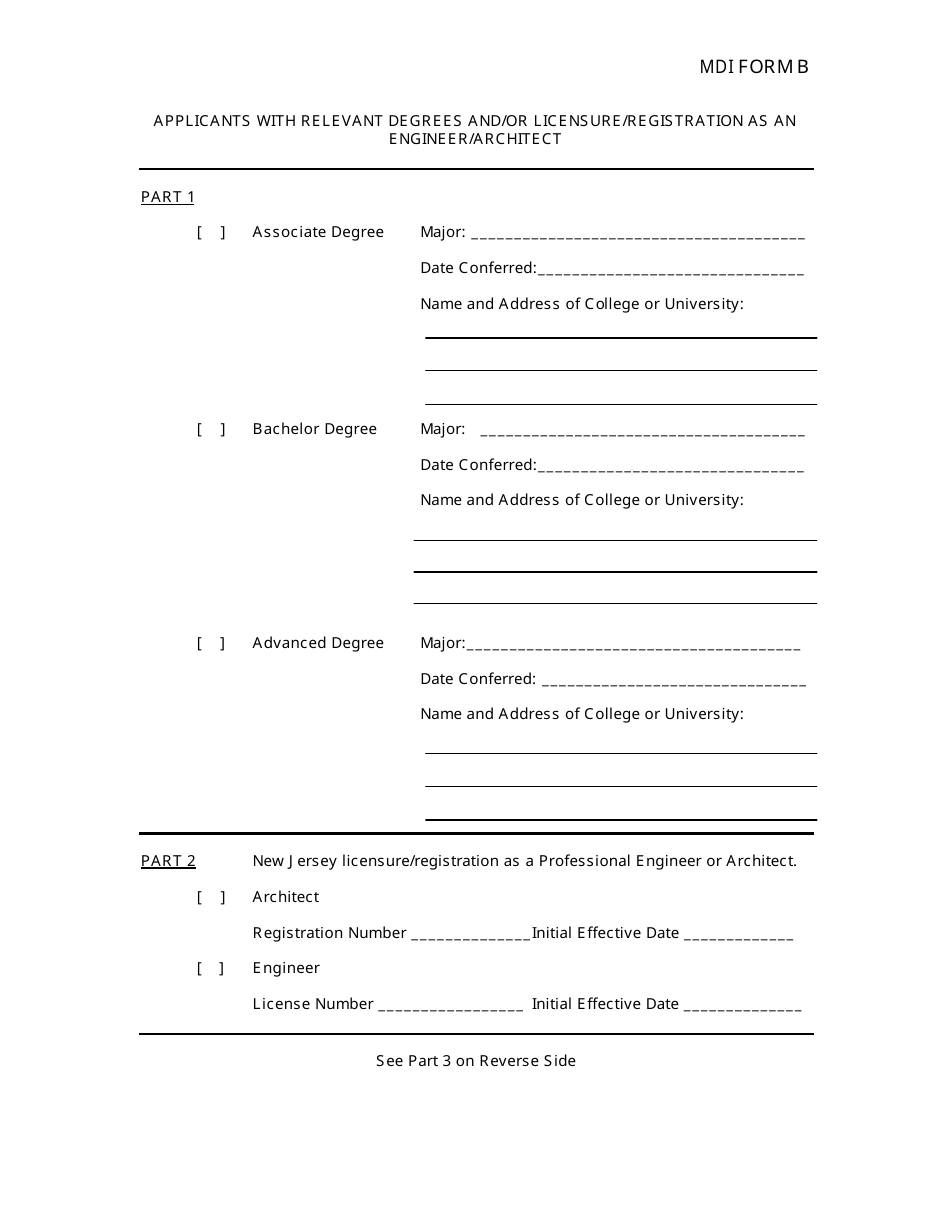 MDI Form B - Fill Out, Sign Online and Download Printable PDF, New ...
