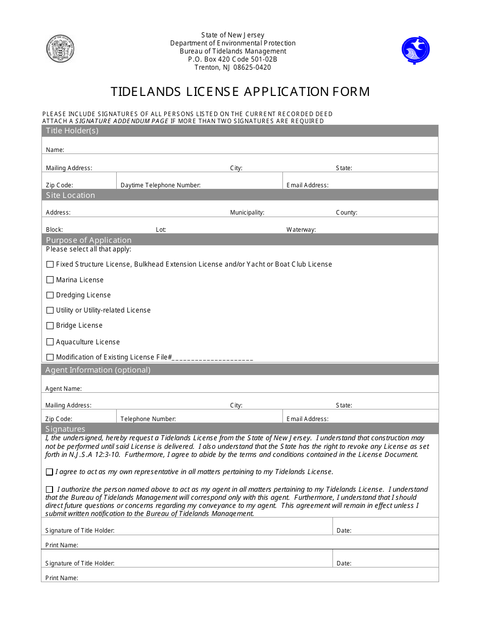 New Jersey Tidelands License Application Form - Fill Out, Sign Online ...