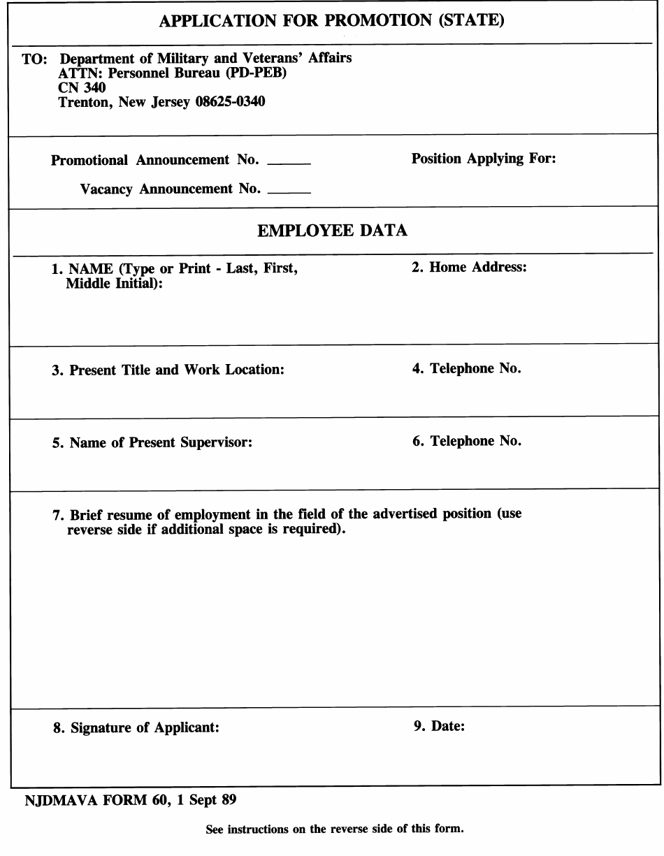 NJDMAVA Form 60 - Fill Out, Sign Online and Download Fillable PDF, New ...