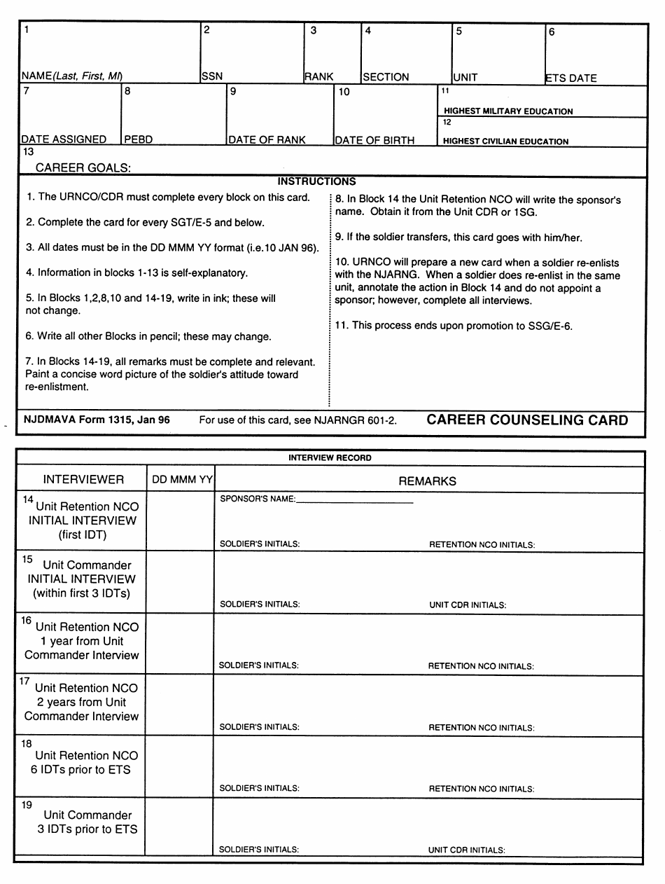 NJDMAVA Form 1315 - Fill Out, Sign Online and Download Printable PDF ...