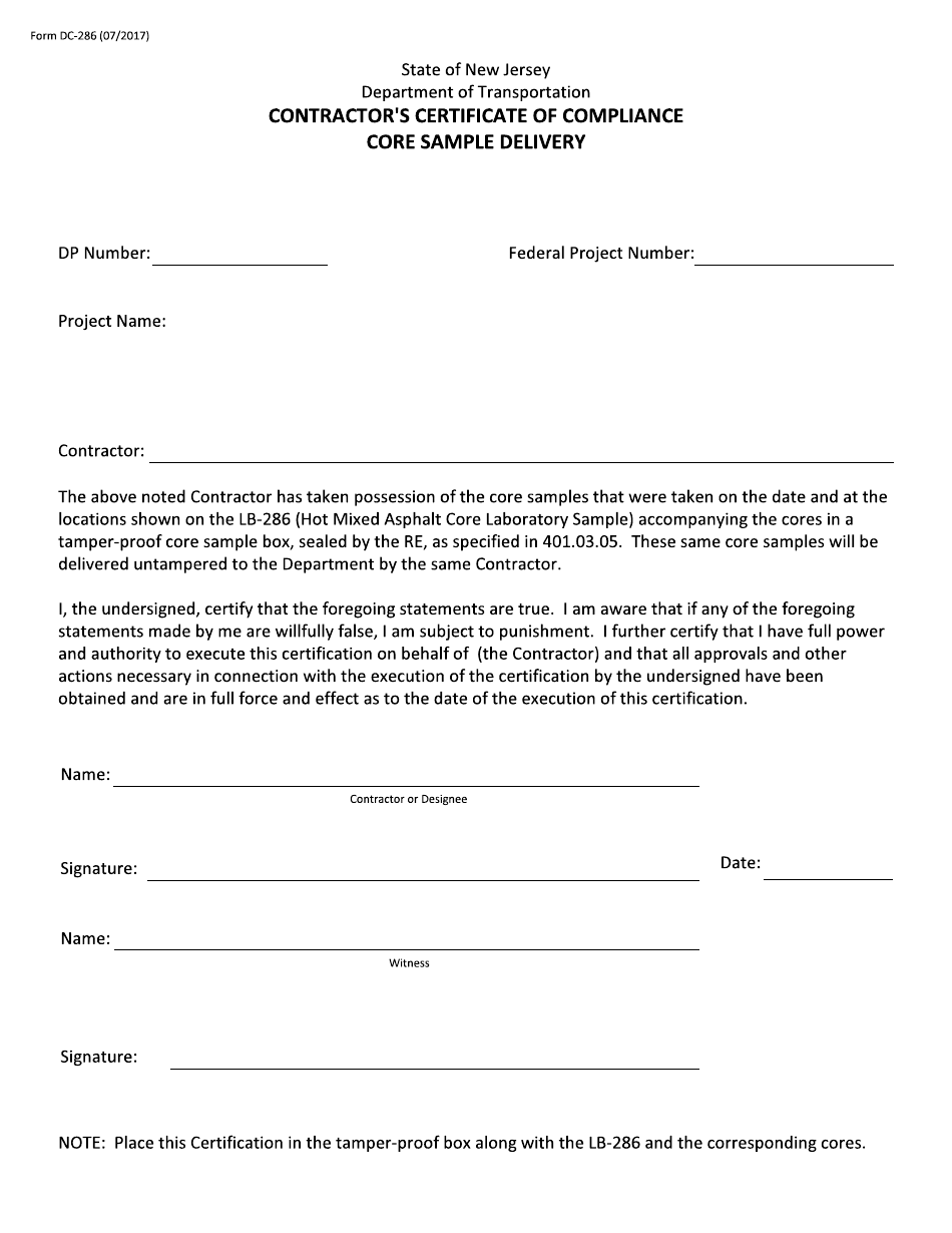Form DC286 - Fill Out, Sign Online and Download Fillable PDF, New ...