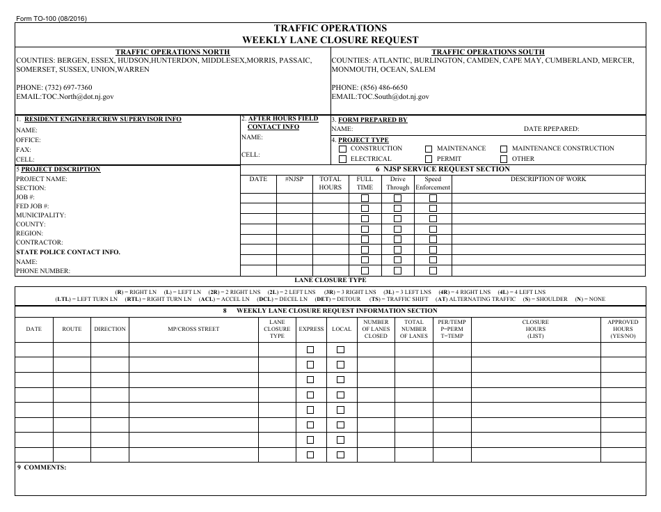 Form TO-100 - Fill Out, Sign Online and Download Fillable PDF, New ...