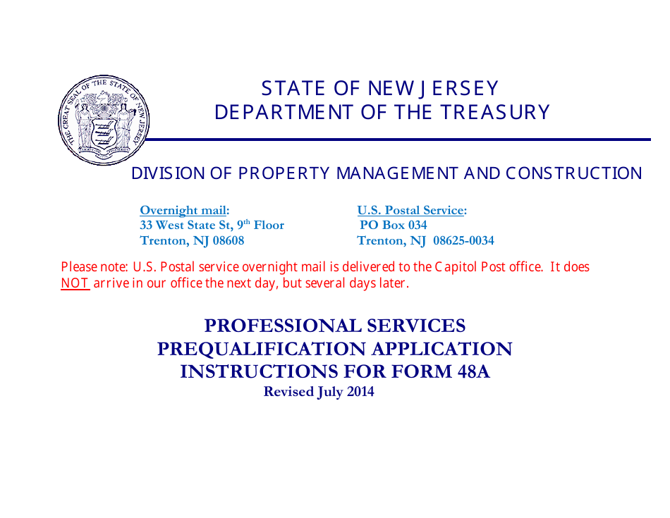 Download Instructions for Form 48A Professional Services ...