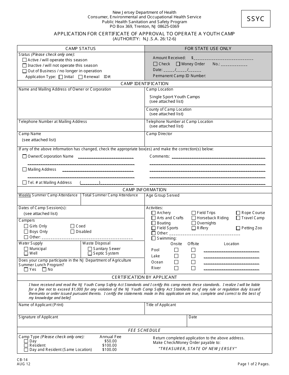 Form CB-14 - Fill Out, Sign Online and Download Printable PDF, New ...