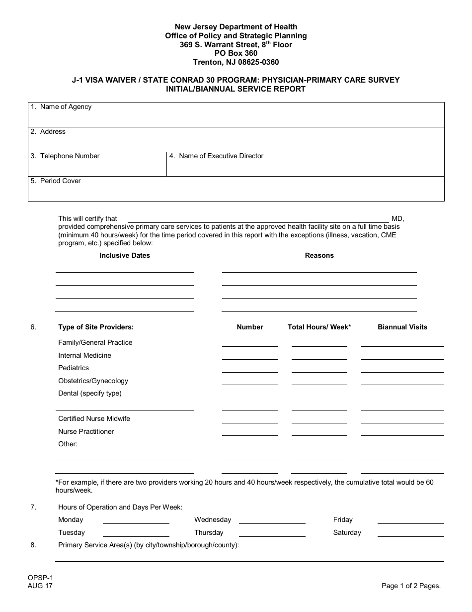 Form OPSP-1 - Fill Out, Sign Online and Download Printable PDF, New ...