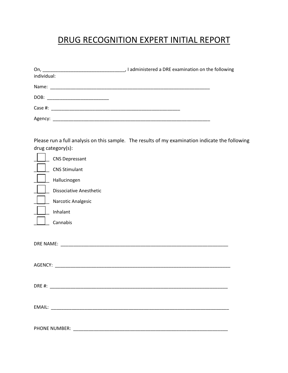 New Jersey Drug Recognition Expert Initial Report Download Fillable PDF ...