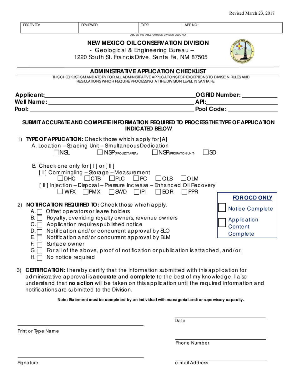 New Mexico Administrative Application Checklist - Fill Out, Sign Online ...