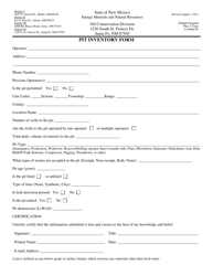 New Mexico Pit Inventory Form Download Printable PDF | Templateroller