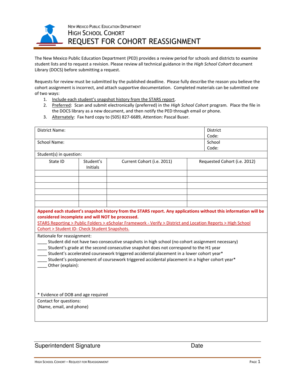 New Mexico Request for Cohort Reassignment - Fill Out, Sign Online and ...