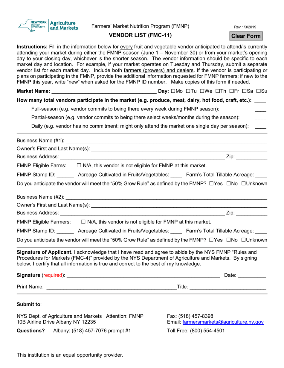 Form FMC-11 - Fill Out, Sign Online and Download Fillable PDF, New York ...