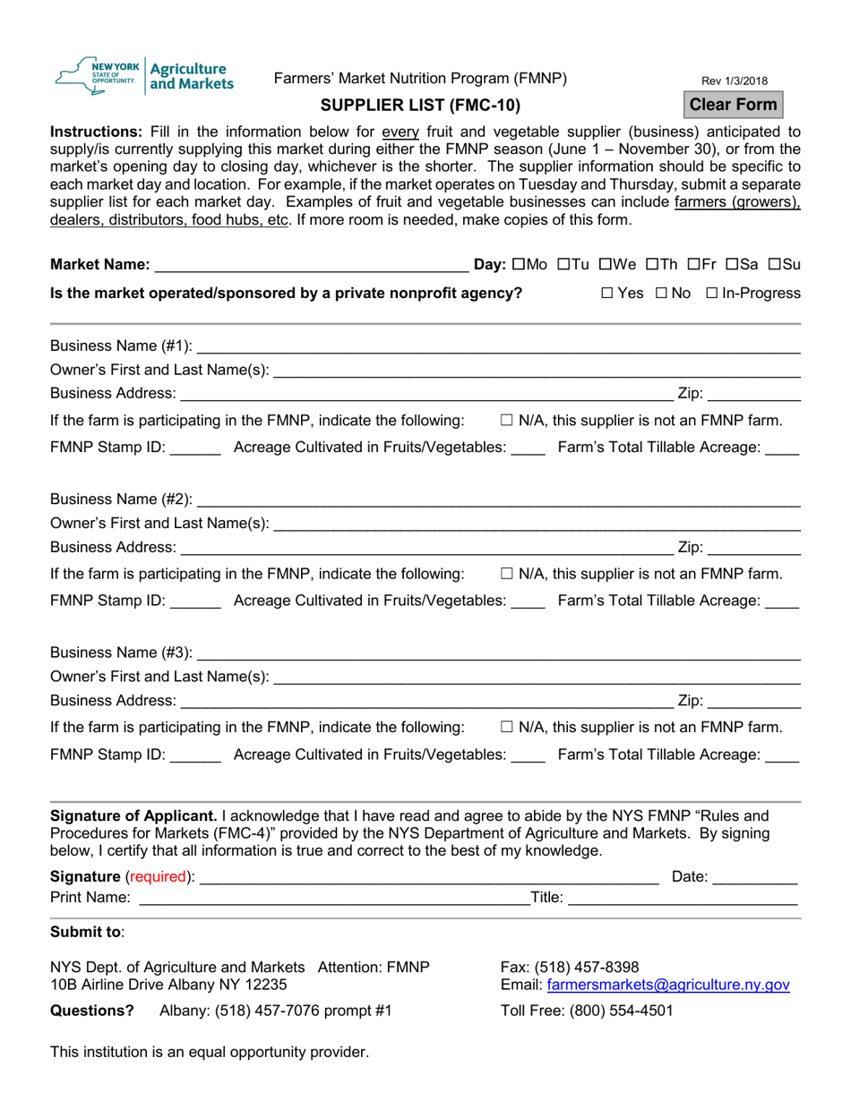 Form FMC-10 - Fill Out, Sign Online and Download Fillable PDF, New York ...