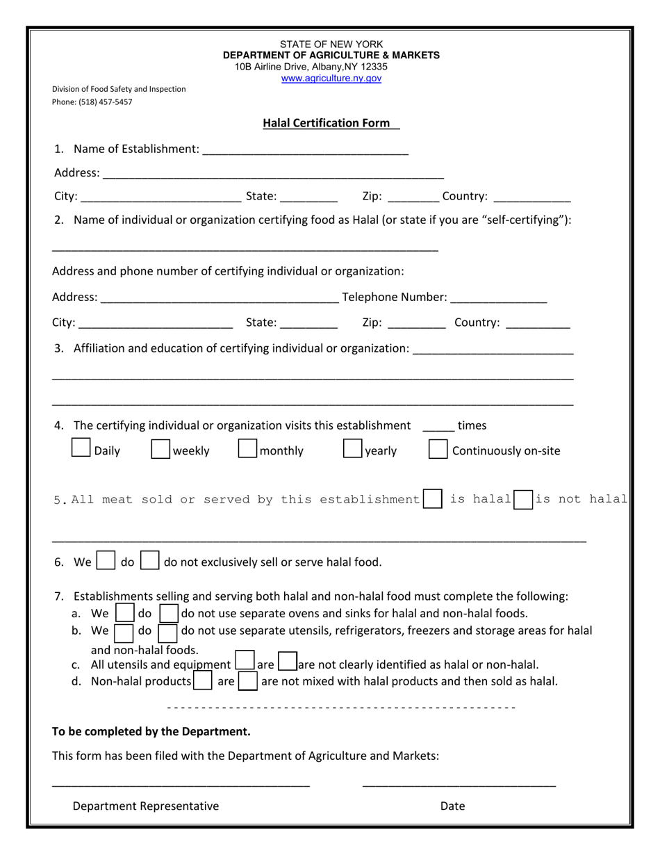 New York Halal Certification Form - Fill Out, Sign Online and Download ...