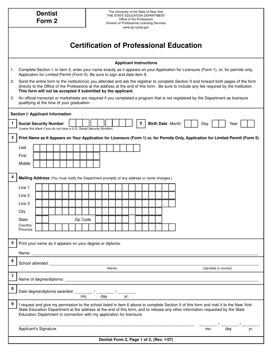 Dentist Form 2 - Fill Out, Sign Online and Download Printable PDF, New ...