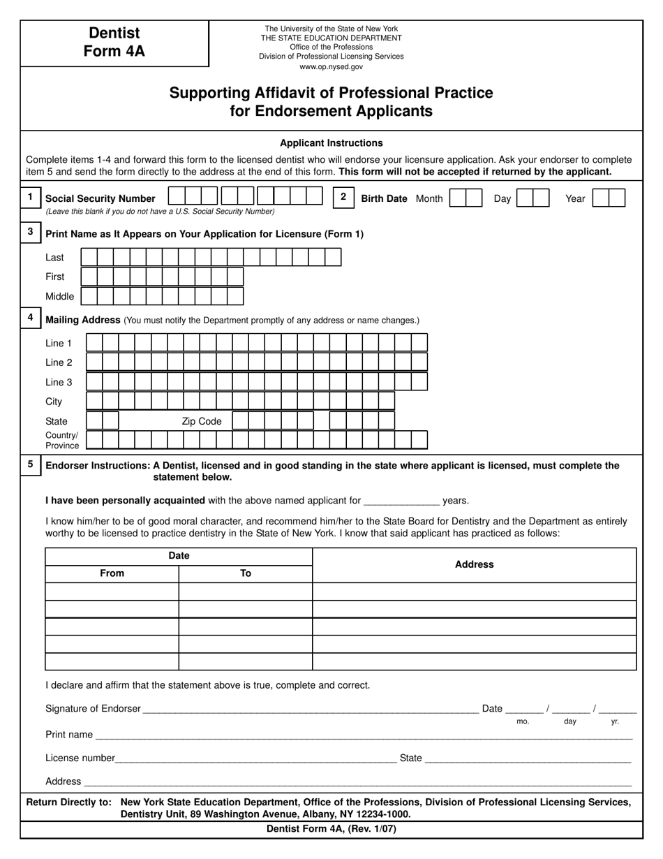 Dentist Form 4A - Fill Out, Sign Online and Download Printable PDF, New ...