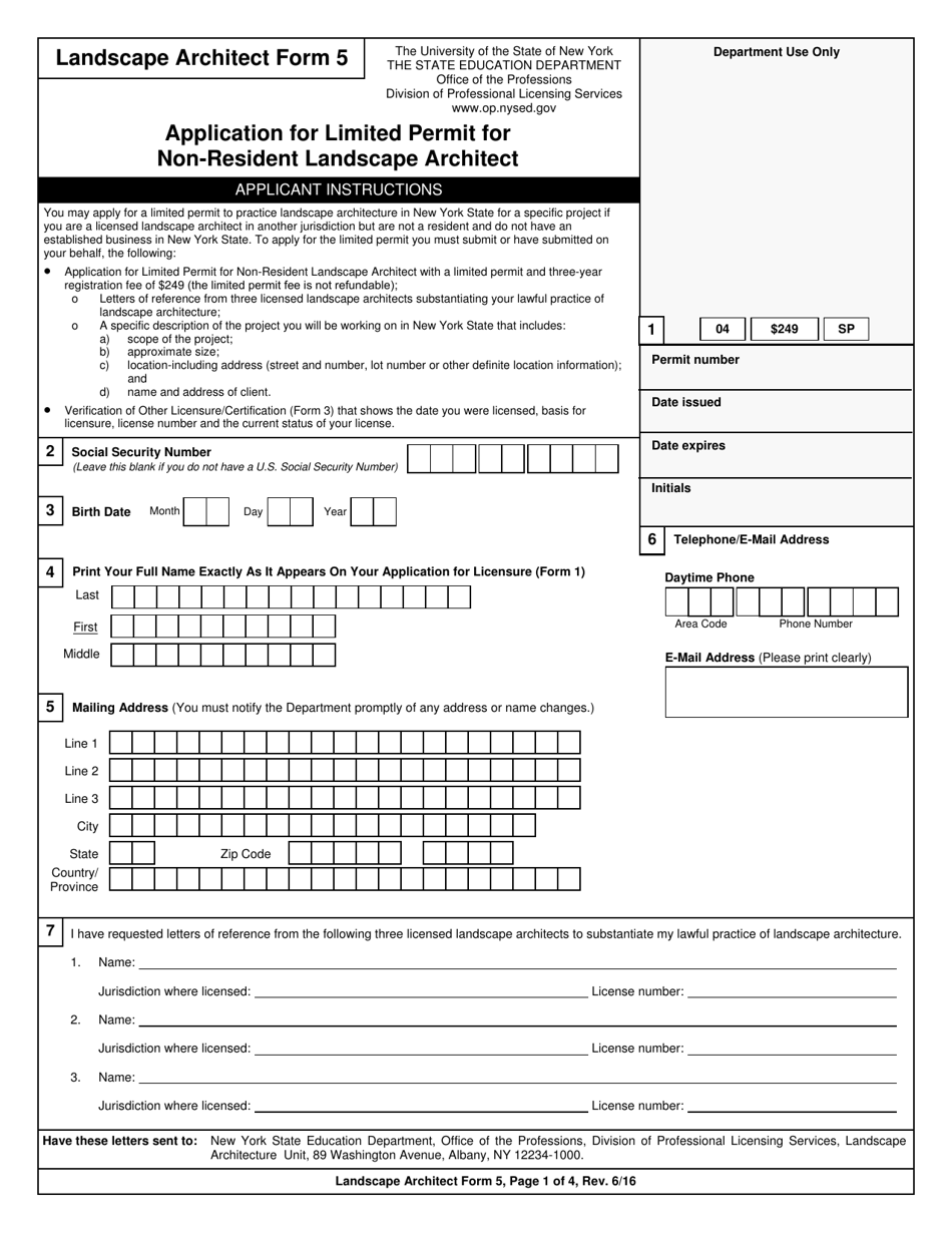 Landscape Architect Form 5 - Fill Out, Sign Online and Download ...