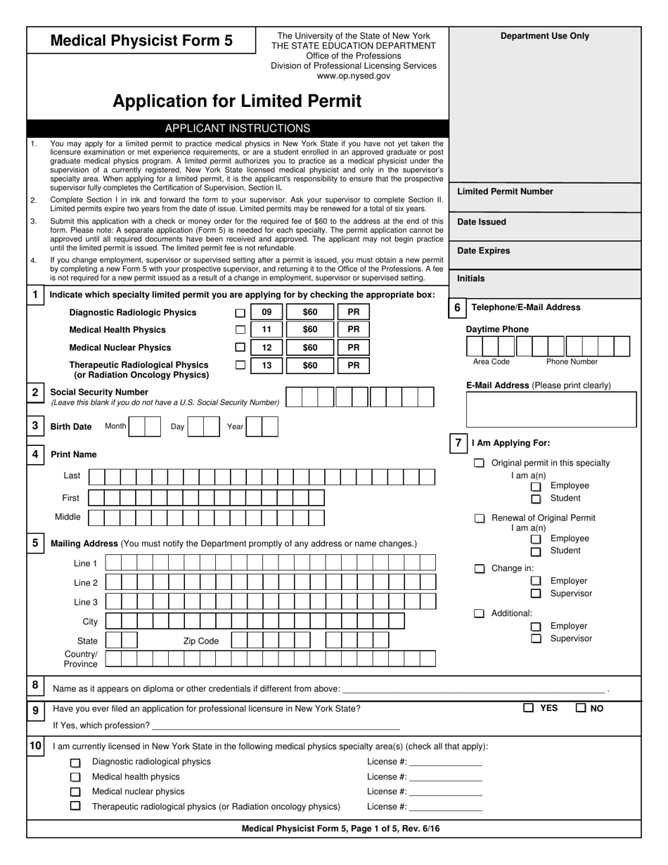 Medical Physicist Form 5 - Fill Out, Sign Online and Download Printable ...