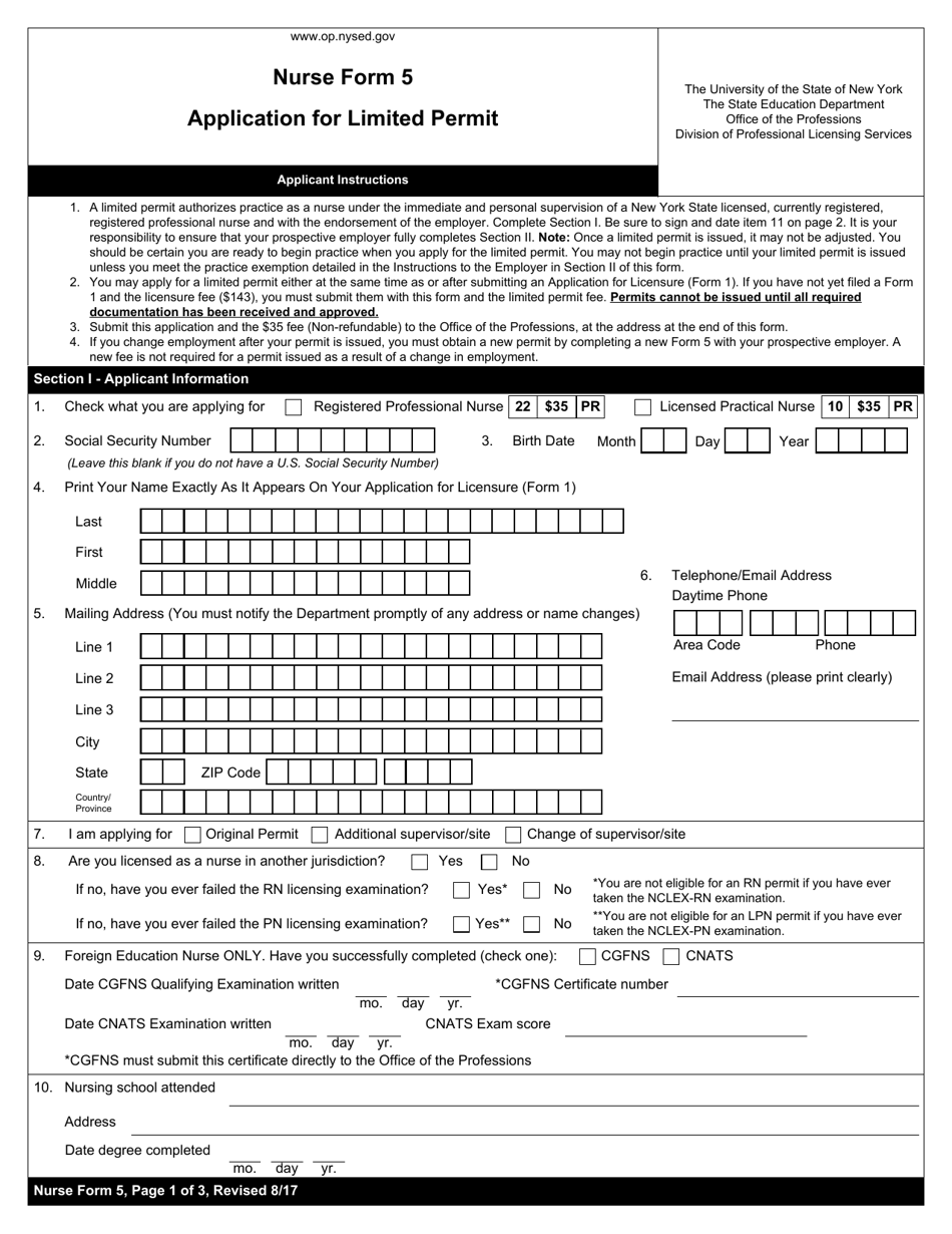 Nurse Form 5 - Fill Out, Sign Online and Download Fillable PDF, New ...