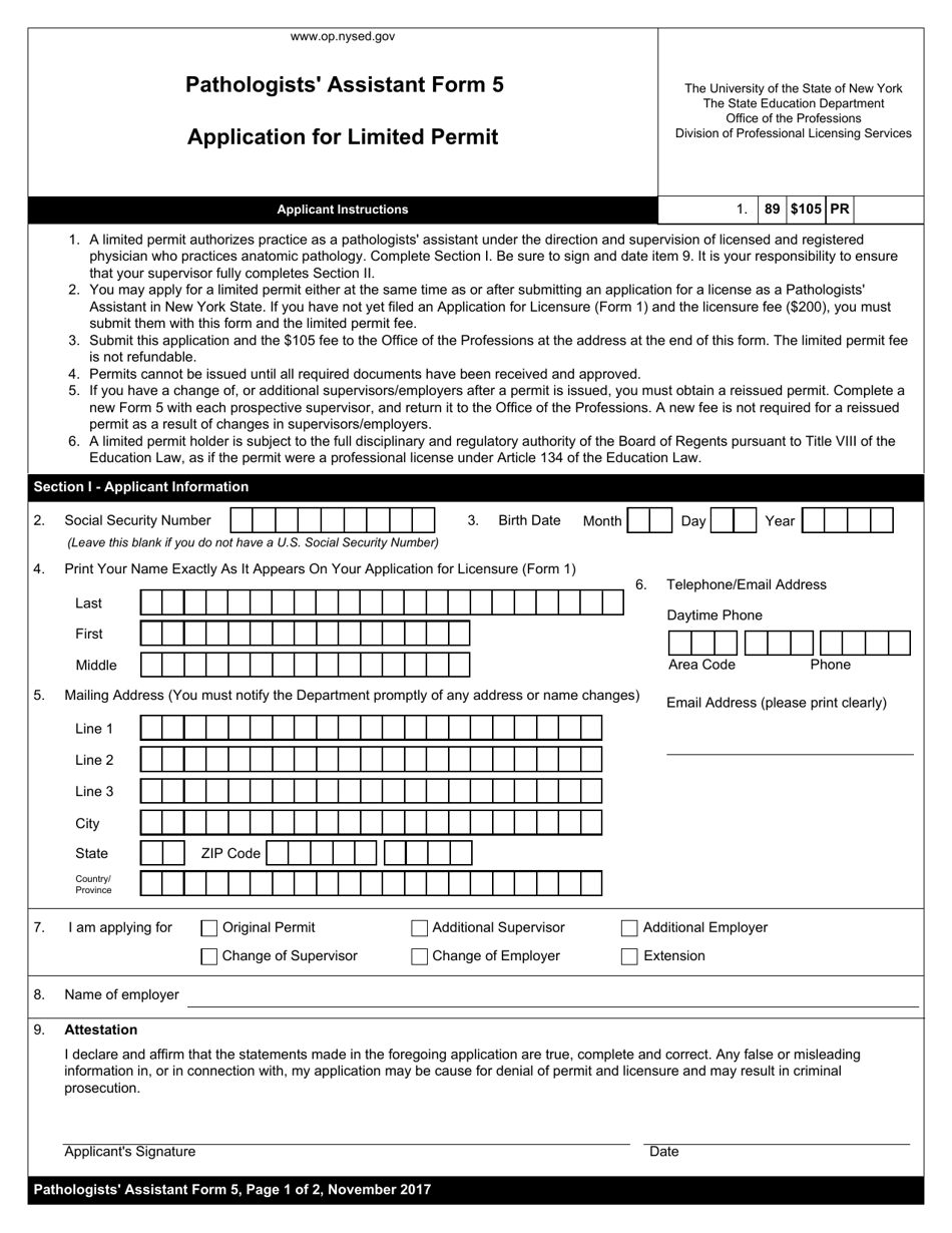 Pathologists' Assistant Form 5 - Fill Out, Sign Online and Download ...