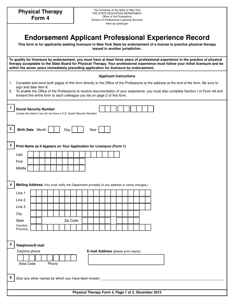 Physical Therapy Form 4 - Fill Out, Sign Online and Download Printable ...
