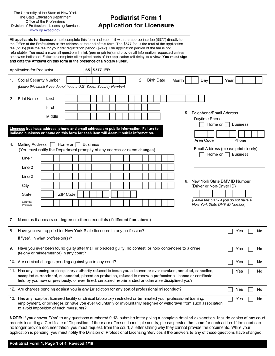 Podiatrist Form 1 - Fill Out, Sign Online and Download Fillable PDF ...