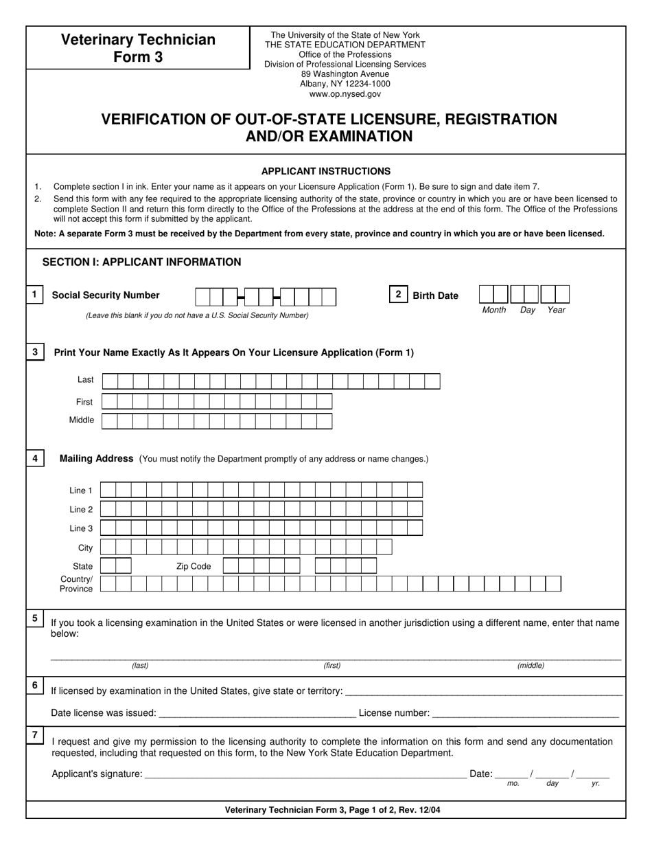 Veterinary Technician Form 3 - Fill Out, Sign Online and Download ...
