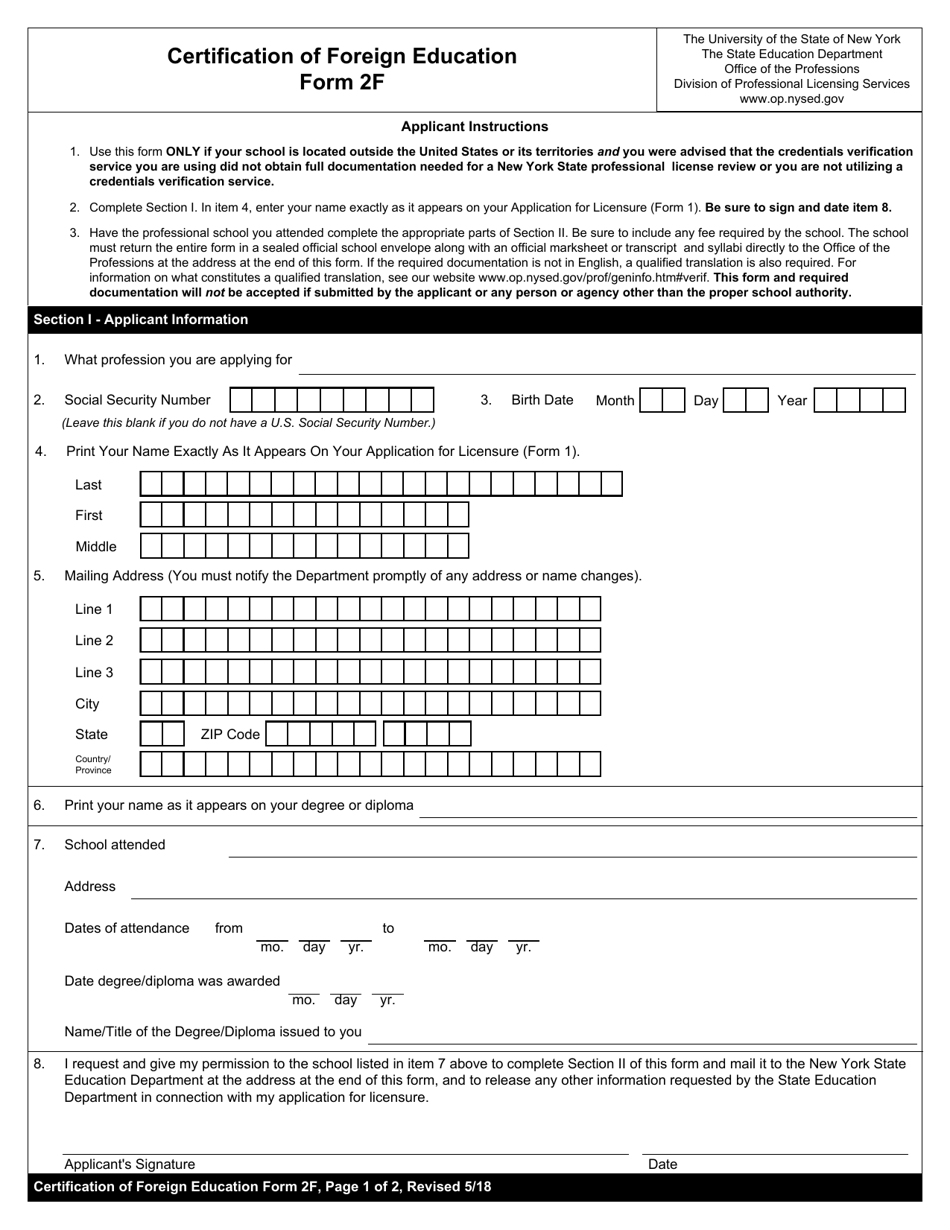Form 2F - Fill Out, Sign Online and Download Fillable PDF, New York ...
