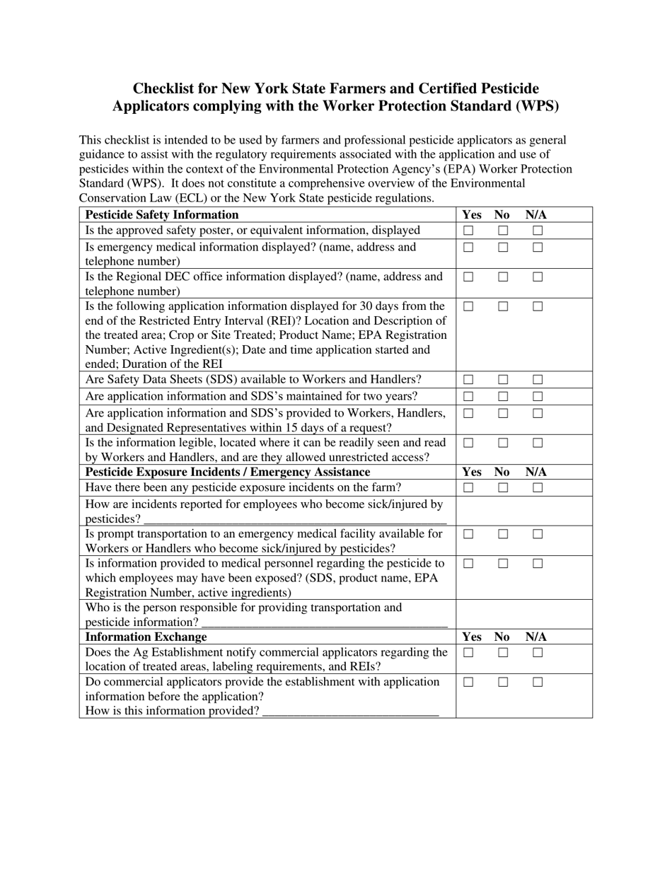 New York Checklist for New York State Farmers and Certified Pesticide ...