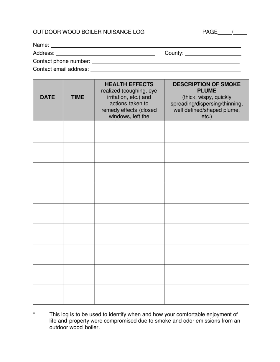 New York Outdoor Wood Boiler Nuisance Log - Fill Out, Sign Online and ...