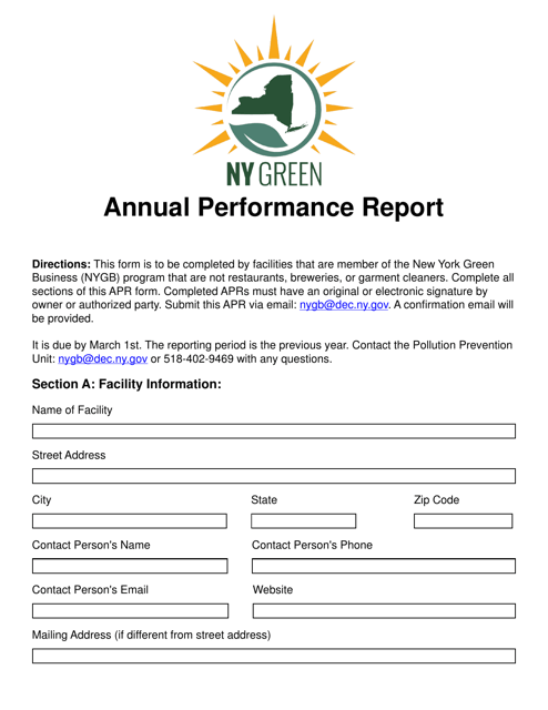 New York Annual Performance Report Download Fillable PDF Templateroller