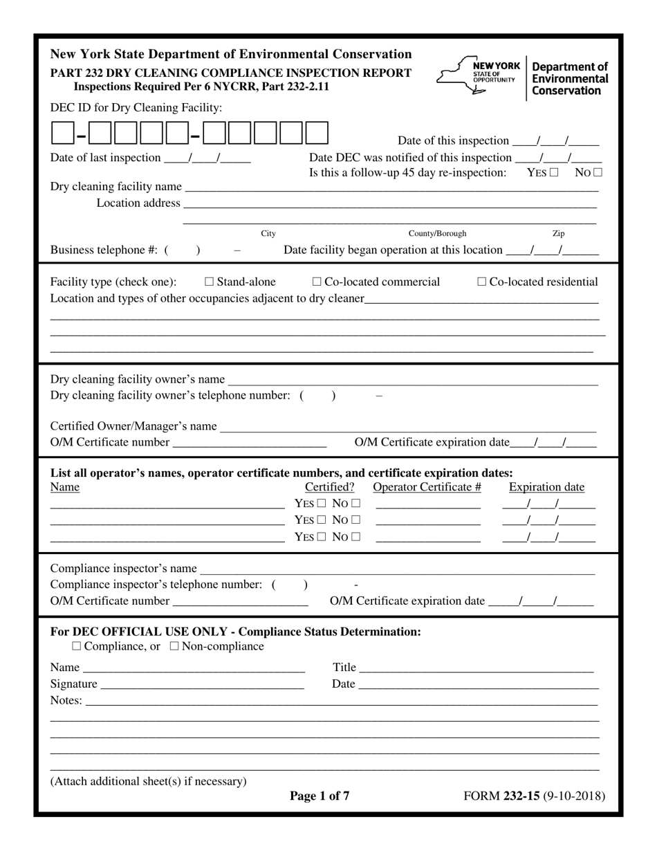 Form 232-15 - Fill Out, Sign Online and Download Printable PDF, New ...