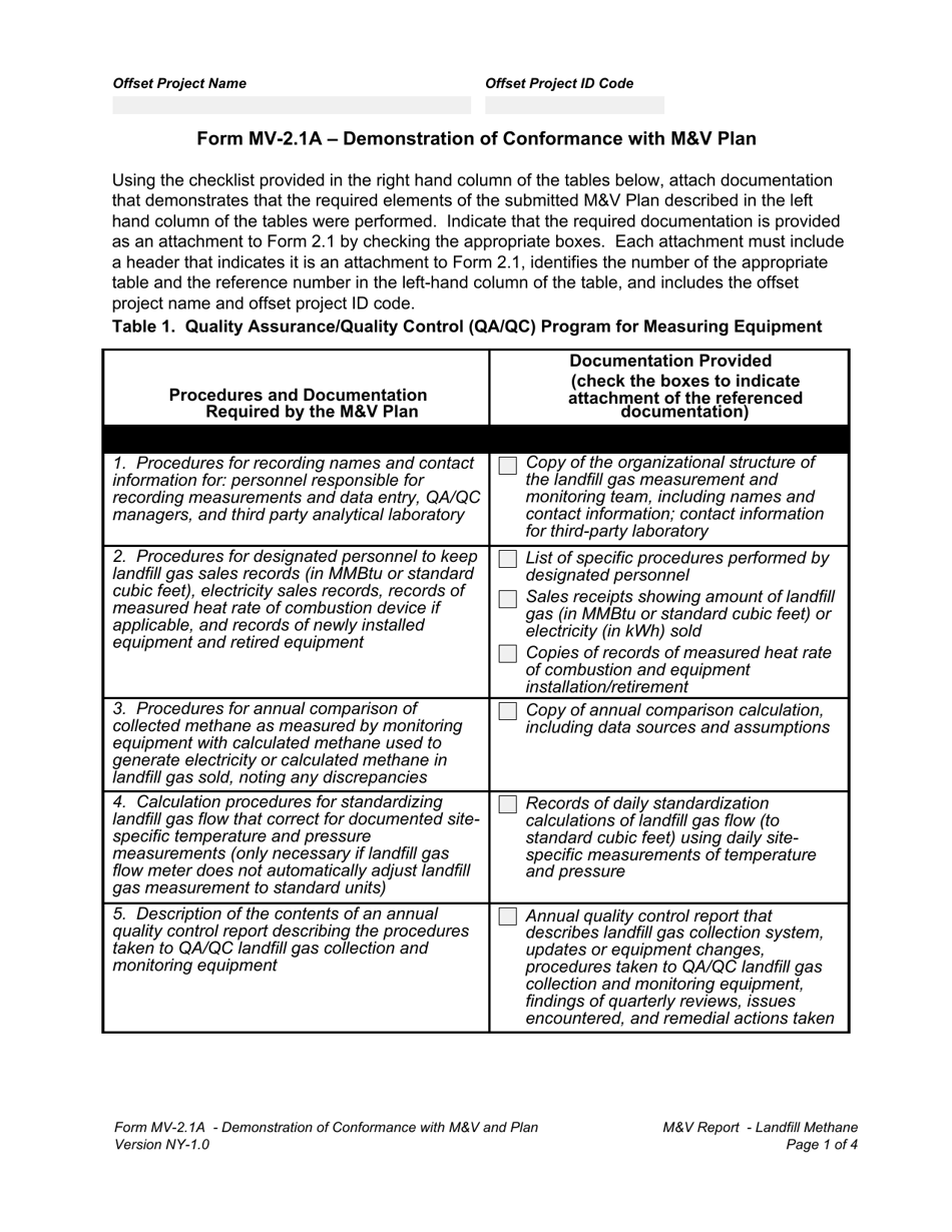 Form MV-2.1A - Fill Out, Sign Online and Download Fillable PDF, New ...