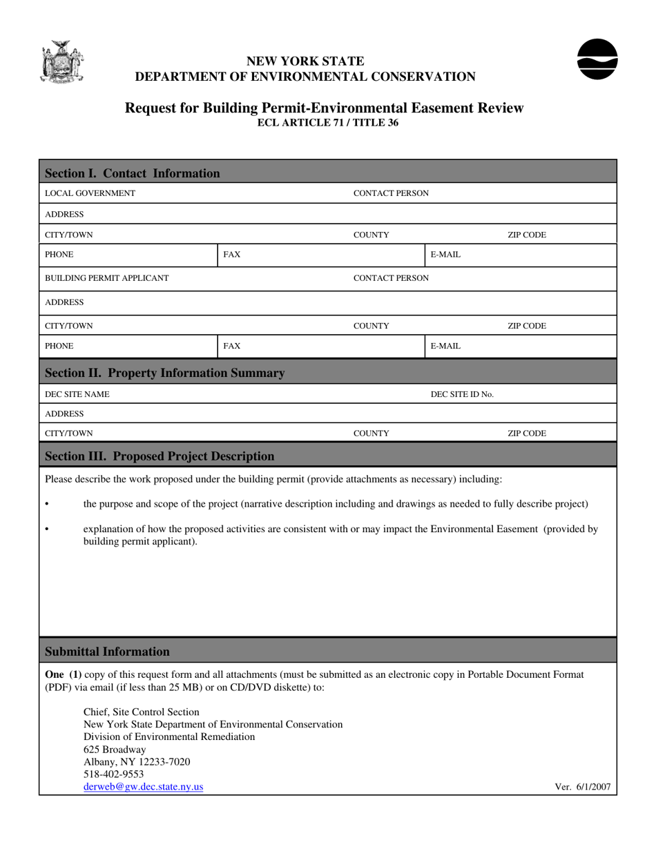 New York Request for Building Permit-Environmental Easement Review ...