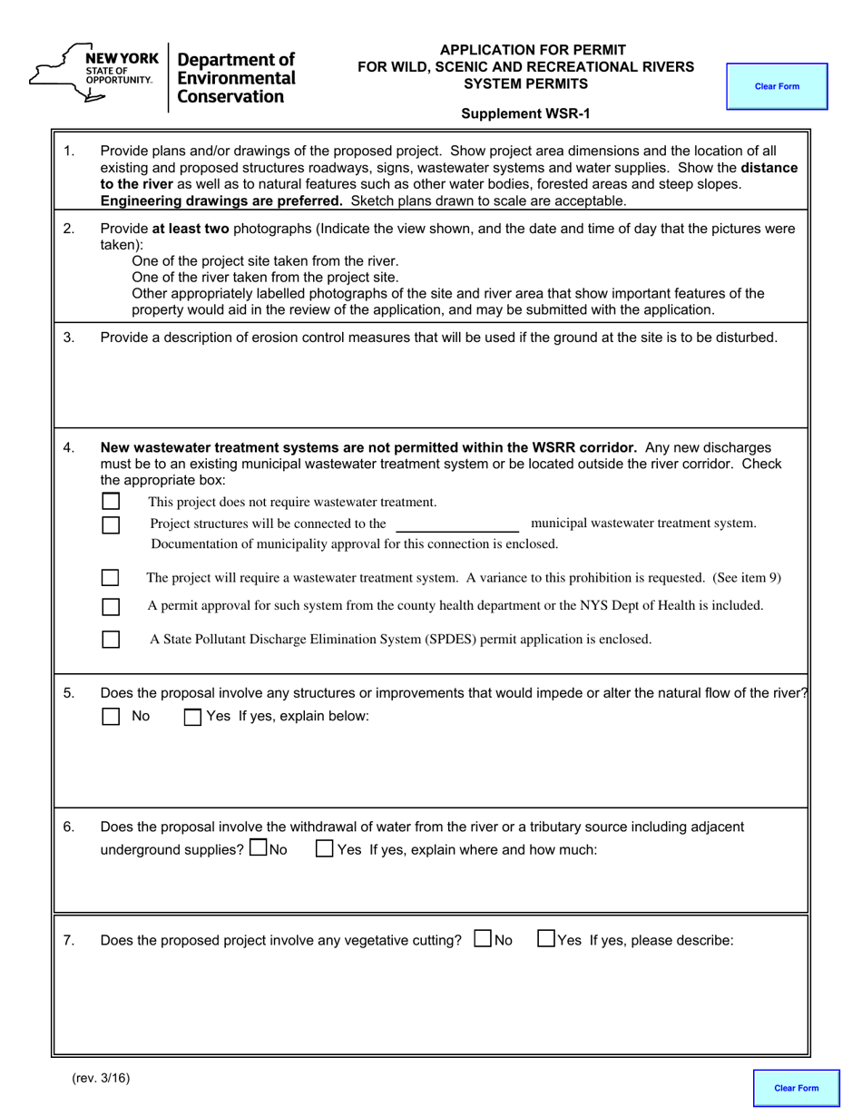 New York Application for Permit for Wild, Scenic and Recreational ...