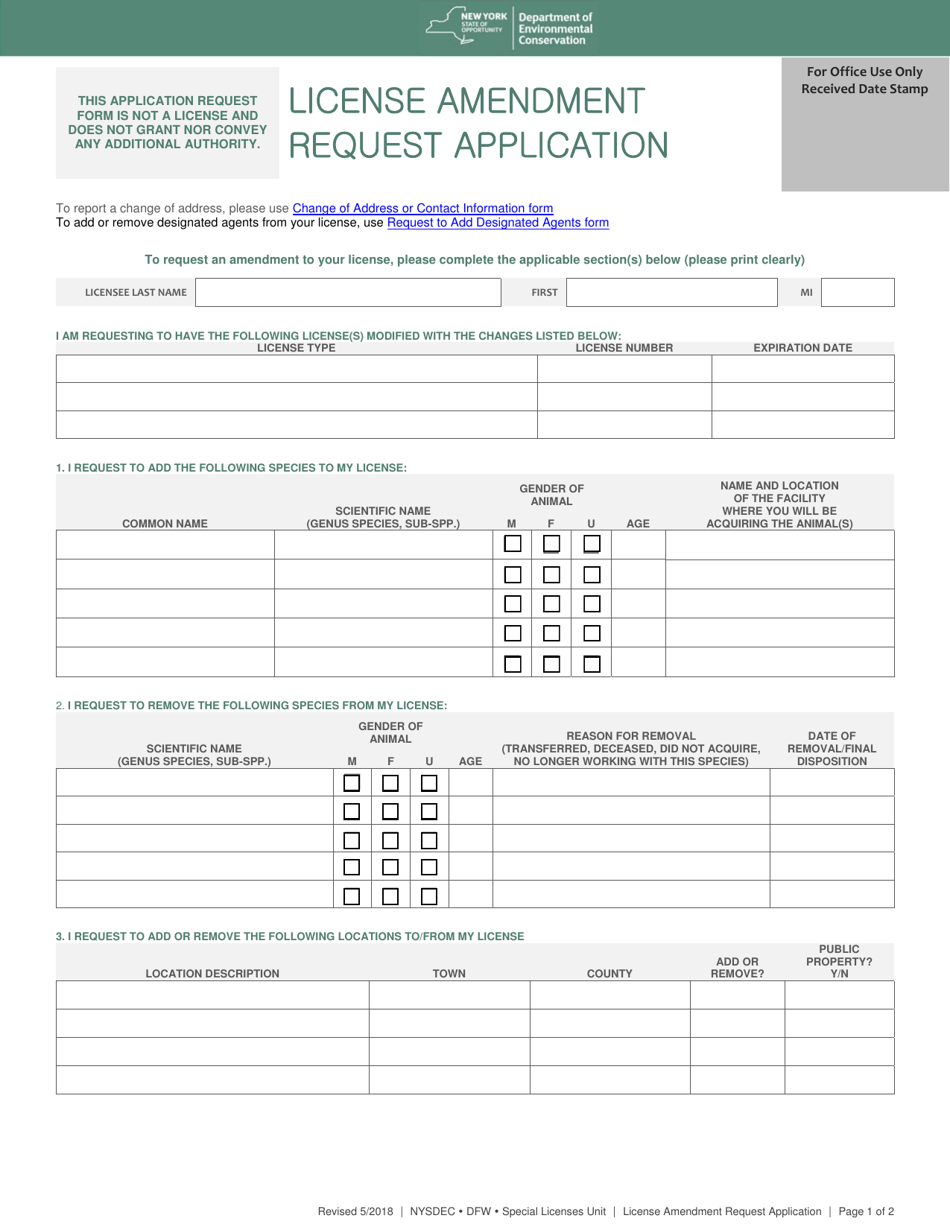 New York License Amendment Request Application - Fill Out, Sign Online ...