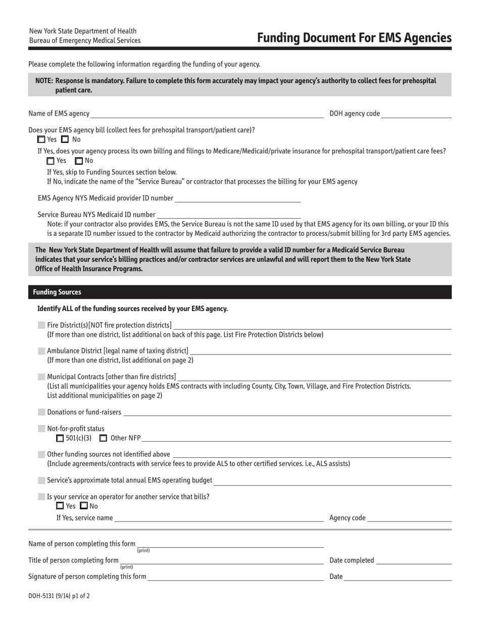 Form DOH-5131 - Fill Out, Sign Online and Download Fillable PDF, New ...