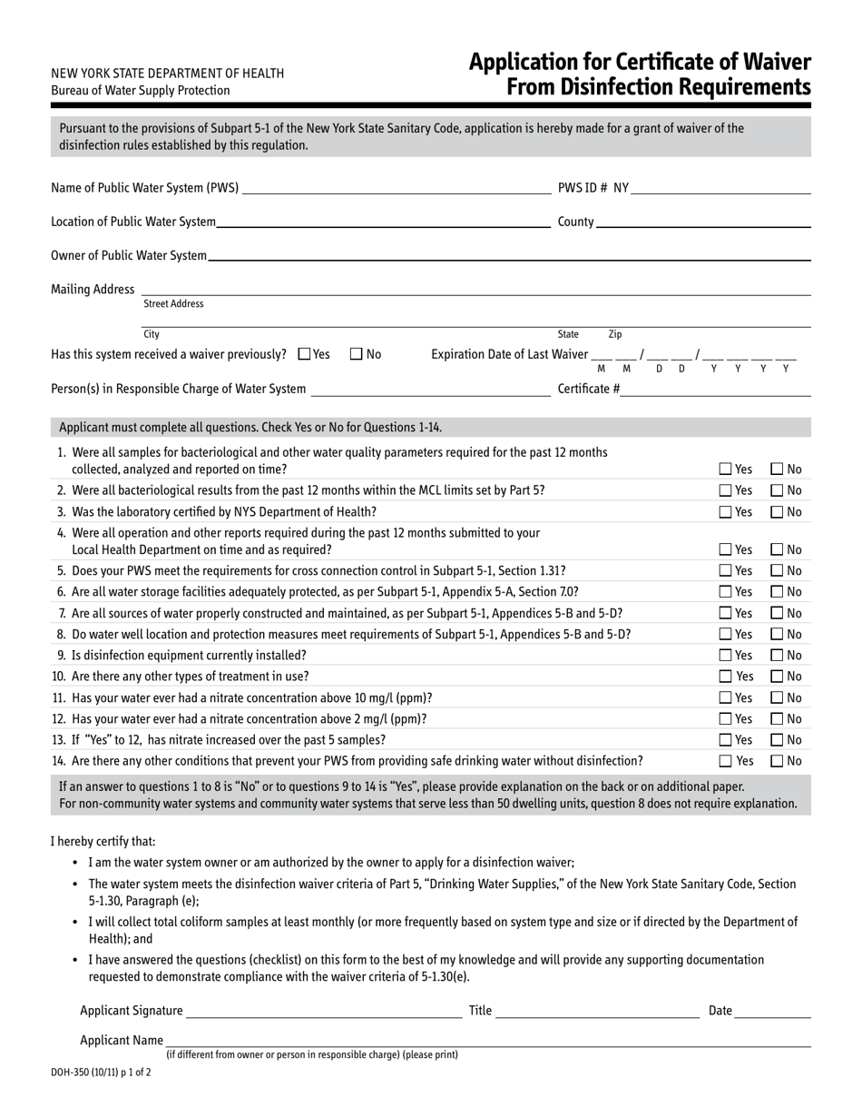 Form DOH-350 - Fill Out, Sign Online and Download Printable PDF, New ...