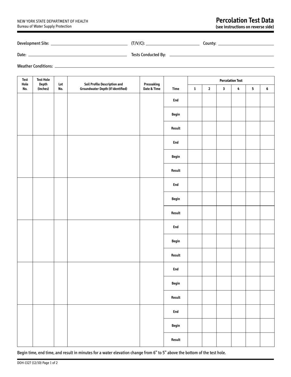 Form DOH-1327 - Fill Out, Sign Online and Download Printable PDF, New ...