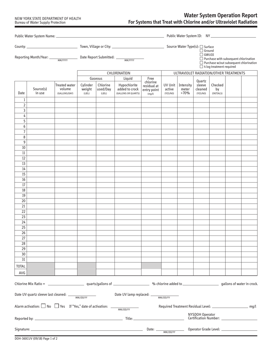 Form DOH-360CUV - Fill Out, Sign Online and Download Fillable PDF, New ...