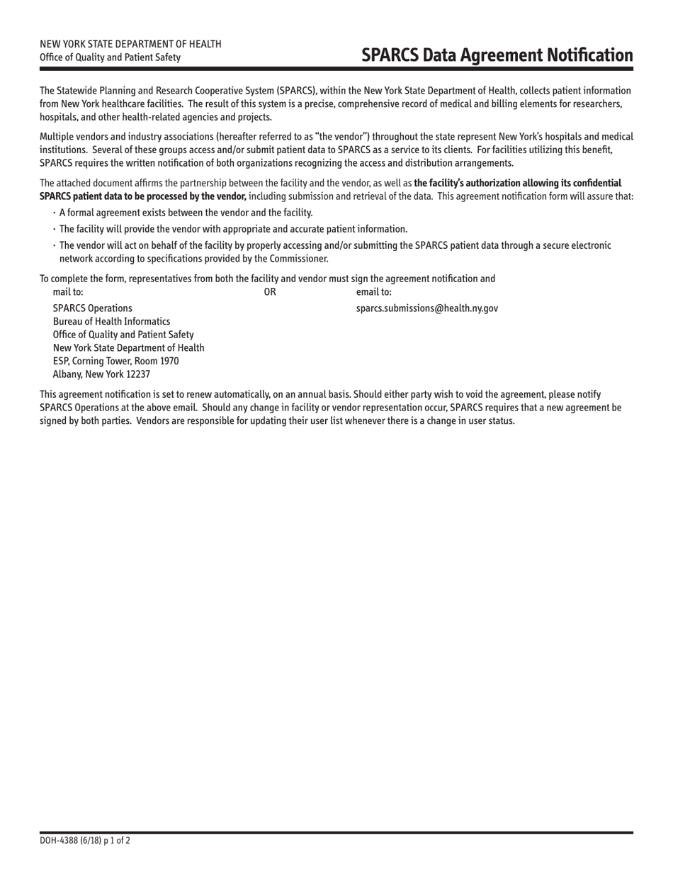 Form DOH-4388 - Fill Out, Sign Online and Download Printable PDF, New ...