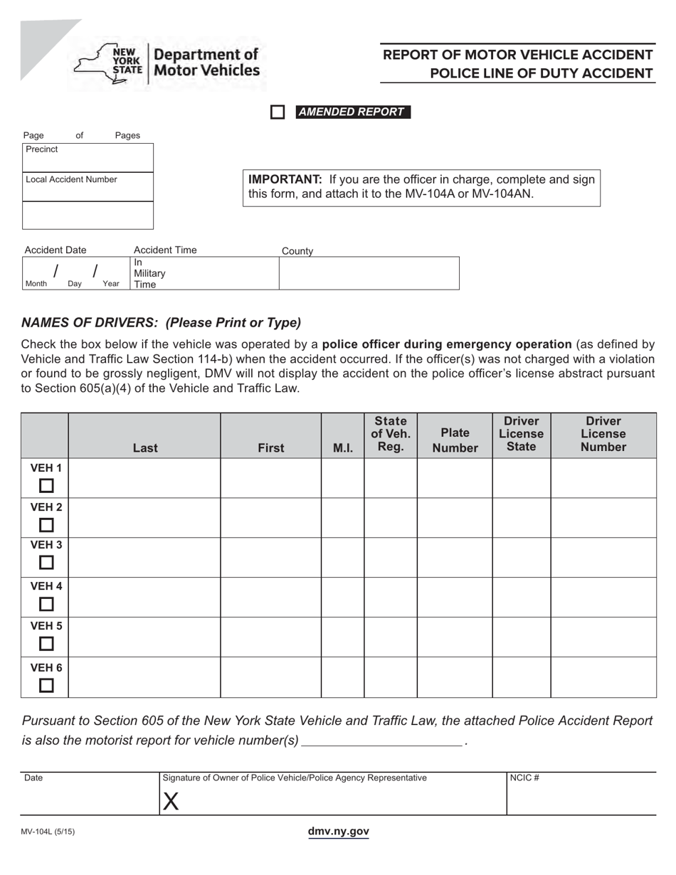 Form MV-104L - Fill Out, Sign Online and Download Fillable PDF, New ...